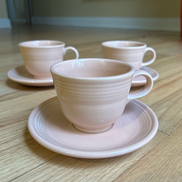 Fiestaware | Dining | Peach Fiesta Ware Cup And Saucers Set Of 3 | Poshmark